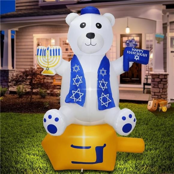 Holiday | 6 Ft Hanukkah Inflatables Bear Holding A Star Of David And ...